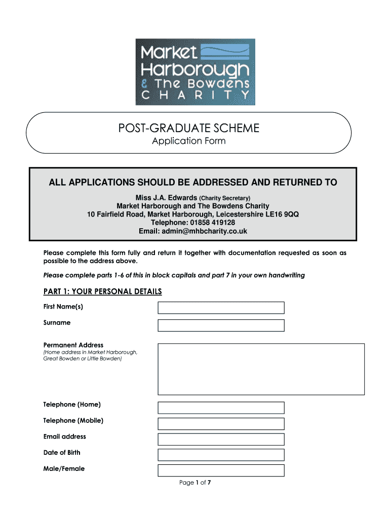 Fillable Online POST-GRADUATE SCHEME Fax Email Print - pdfFiller