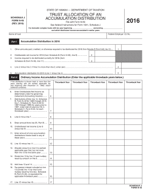 Fillable Online Schedule J Form N-40, Rev 2016, Trust Allocation of An ...