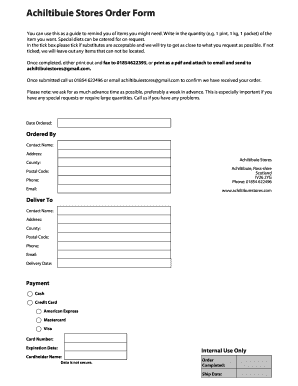 Fillable Online Achiltibuie Stores Order Form Fax Email Print - pdfFiller