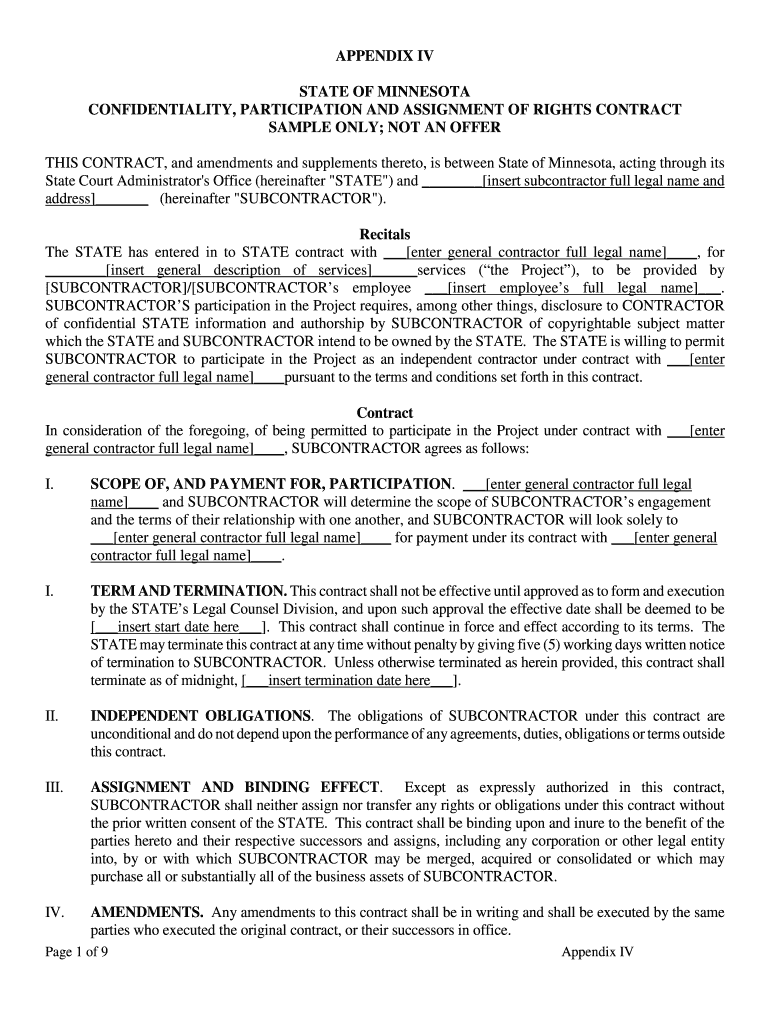 Fillable Online mncourts APPENDIX IV STATE OF MINNESOTA CONFIDENTIALITY ...