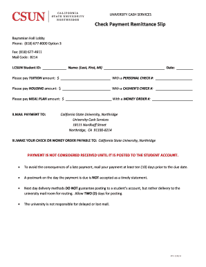 Fillable Online csun Check Payment Remittance Slip Fax Email Print - pdfFiller