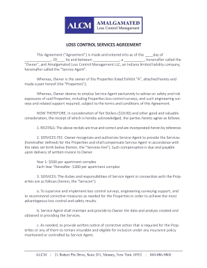 Fillable Online LOSS CONTROL SERVICES AGREEMENT Fax Email Print - pdfFiller