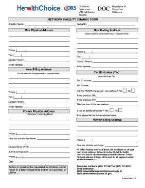 Fillable Online Facility Change Form. Facility Change Form Fax Email Print - pdfFiller