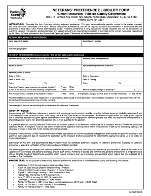 Fillable Online Veterans Preference Form - Current August 2013.docx Fax ...