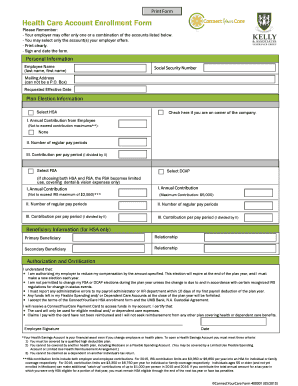Fillable Online Health Care Account Enrollment Form Fax Email Print ...