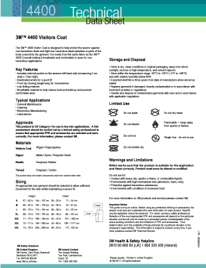 Fillable Online 3M 4400 Lab Coat Technical Datasheet - Data Sheet - 3M ...