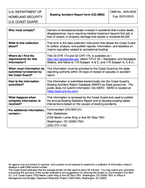 Cg 3865 Recreational Boating Accident Report - Fill Online, Printable ...