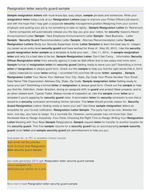 Fillable Online dq fahtalay Resignation letter security guard sample ...