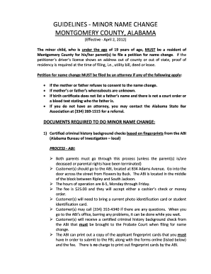 Fillable Online GUIDELINES - MINOR NAME CHANGE Fax Email Print - pdfFiller