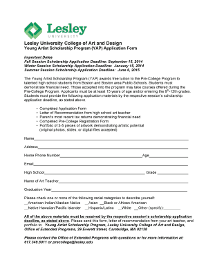 Fillable Online lesley YAP Application Form - Lesley University ...