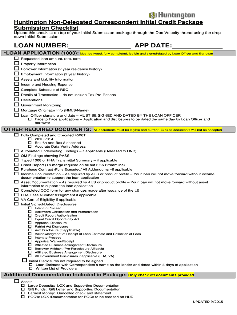 Fillable Online callequity Huntington Non-Delegated Correspondent ...