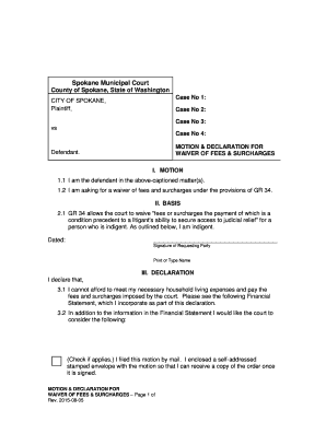 Fillable Online Motion for Waiver of Fees. Motion for Waiver of Fees Fax Email Print - pdfFiller