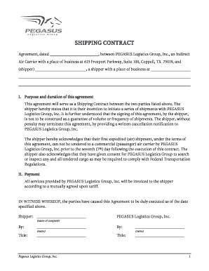 Fillable Online SHIPPING CONTRACT Fax Email Print - pdfFiller