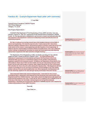 Fillable Online Handout #9 Example Department Head Letter (with ...