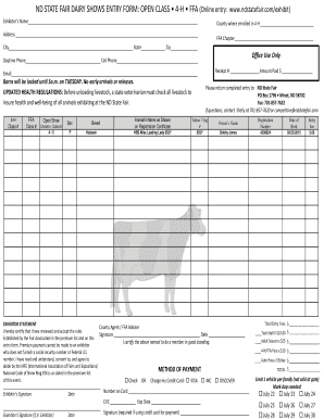Fillable Online ND STATE FAIR DAIRY SHOWS ENTRY FORM: OPEN CLASS 4 Fax ...