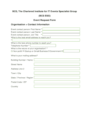 Fillable Online bcs BCS, The Chartered Institute for IT Events... Fax Email Print - pdfFiller