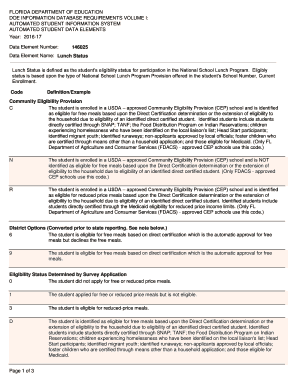 Fillable Online Data Element Name: Lunch Status Fax Email Print - pdfFiller