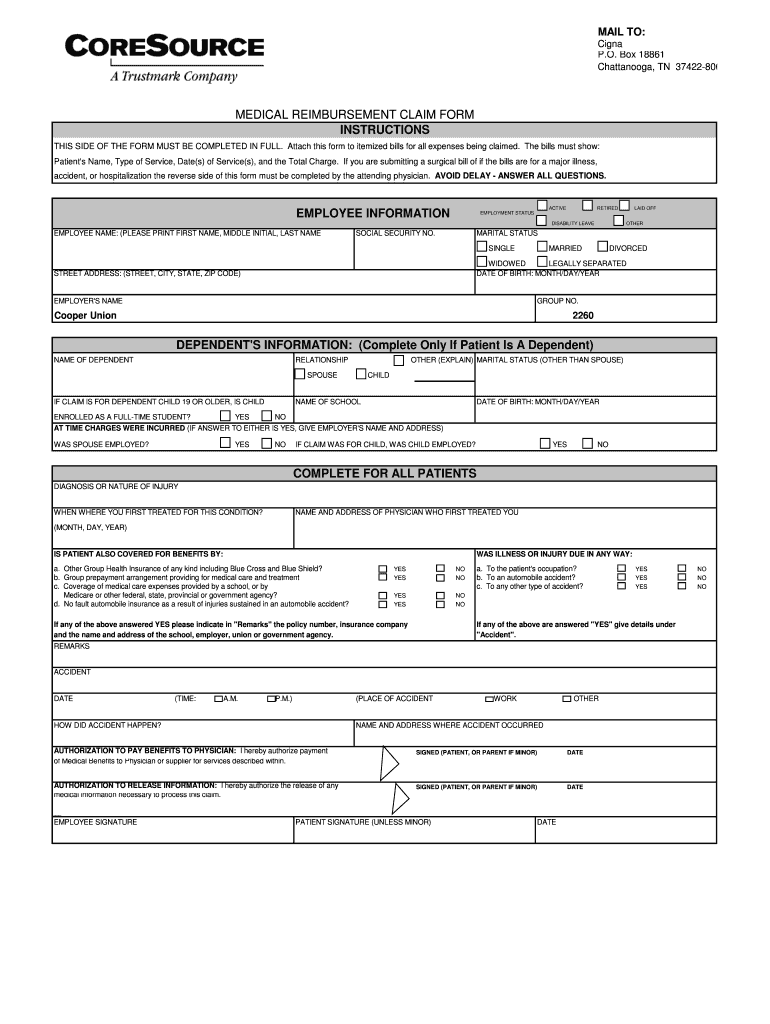 Fillable Online cooper COMPLETE FOR ALL PATIENTS MEDICAL REIMBURSEMENT - cooper Fax Email Print ...