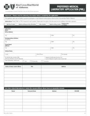Fillable Online providers bcbsal Preferred Medical Laboratory ...