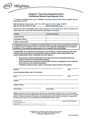 Fillable Online ets HEIghten Outcomes Assessment Suite Confidential ...