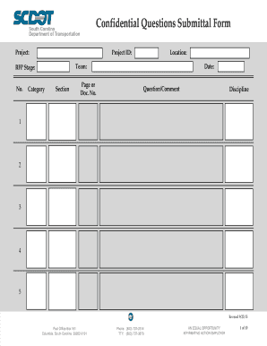 Fillable Online scdot Confidential Questions Submittal Form Fax Email ...