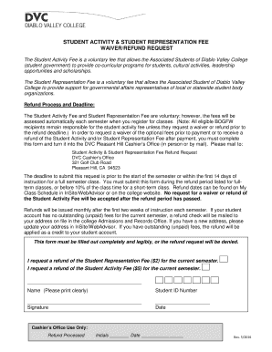 Fillable Online dvc STUDENT ACTIVITY & STUDENT REPRESENTATION FEE - dvc ...