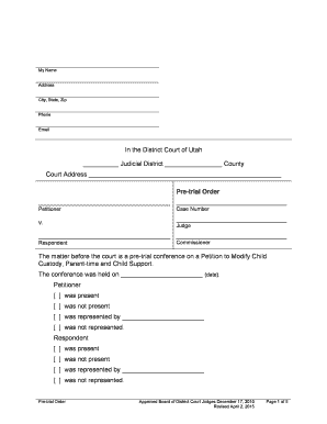 Fillable Online utcourts Pre-trial Order - utcourts Fax Email Print ...