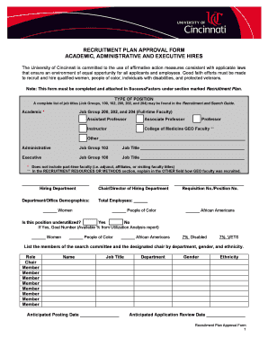 Fillable Online uc RECRUITMENT PLAN APPROVAL FORM Fax Email Print ...