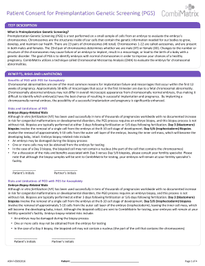 Fillable Online Patient Consent for Preimplantation Genetic Screening ...