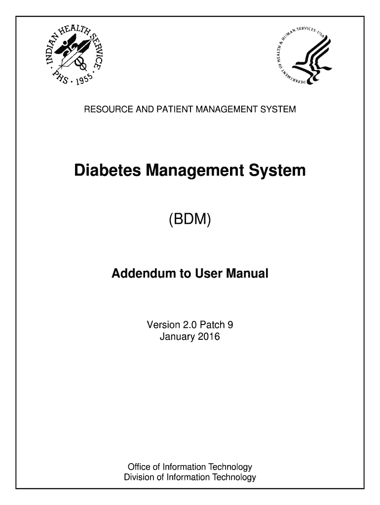 Fillable Online ftp ihs Diabetes Management System (BDM). Addendum to ...