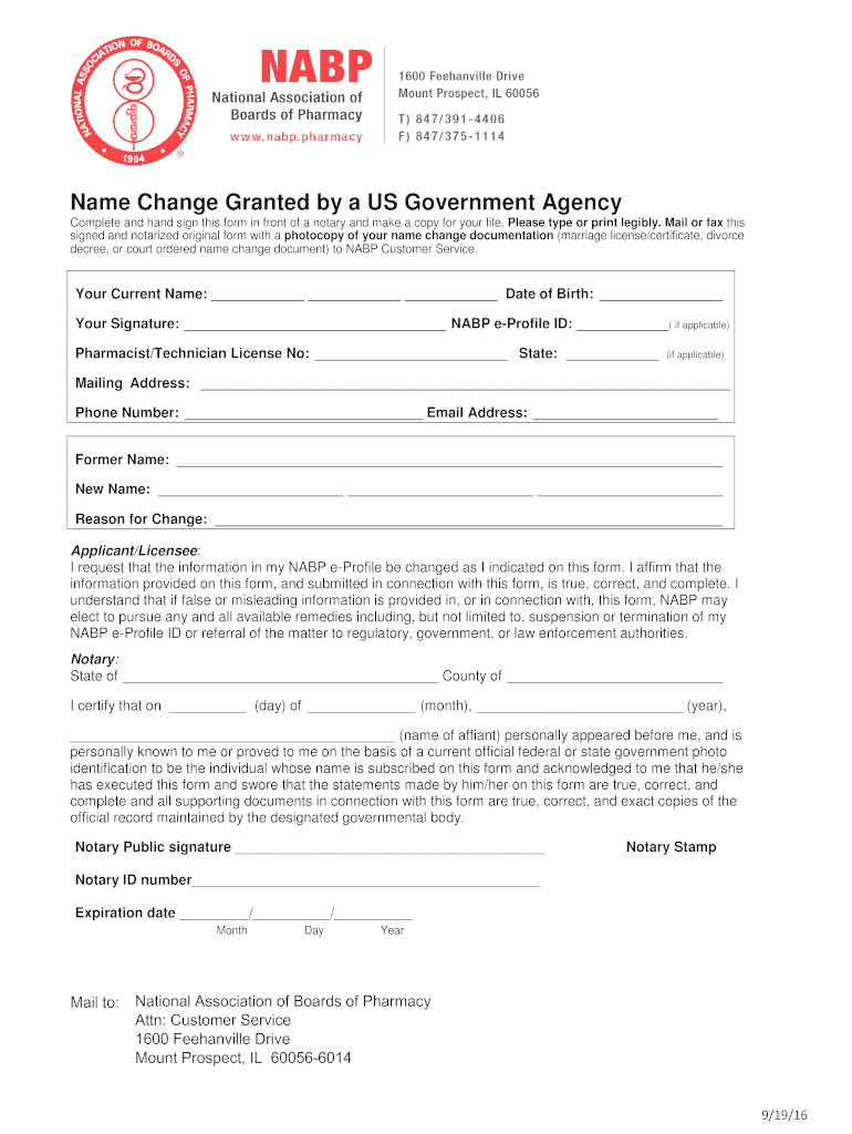 Fillable Online Name Change Granted by a US Government Agency ...