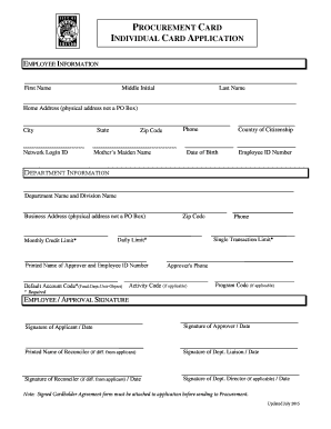 Fillable Online INDIVIDUAL CARD APPLICATION Fax Email Print - pdfFiller