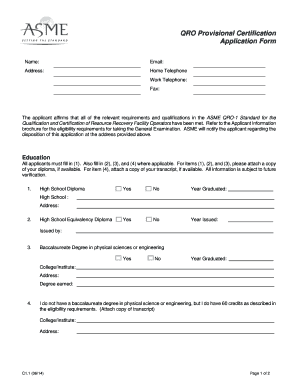 Fillable Online QRO Provisional Certification Fax Email Print - pdfFiller