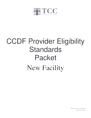 Fillable Online in CCDF Provider Eligibility Standards Packet New ...