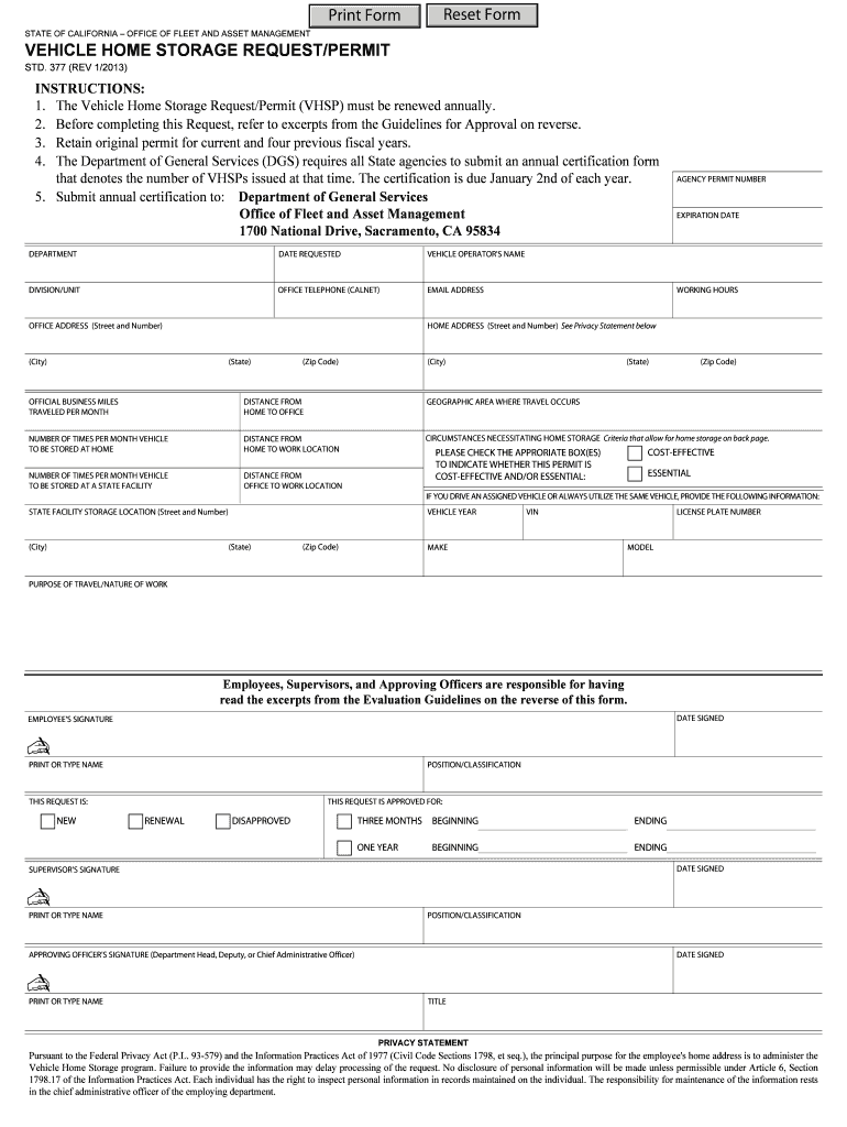 Fillable Online documents dgs ca STATE OF CALIFORNIA OFFICE OF FLEET ...