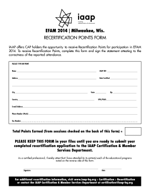 Fillable Online iaap-hq RECERTIFICATION POINTS FORM Fax Email Print ...