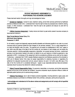 Fillable Online PATIENT INSURANCE ASSIGNMENT & Fax Email Print - pdfFiller