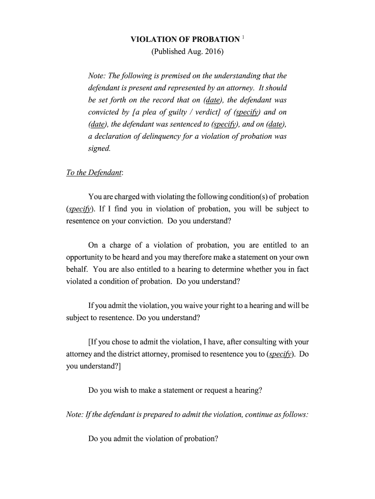Fillable Online VIOLATION OF PROBATION 1 Fax Email Print - pdfFiller