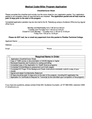 Fillable Online Medical Coder/Biller Program Application Fax Email Print - pdfFiller