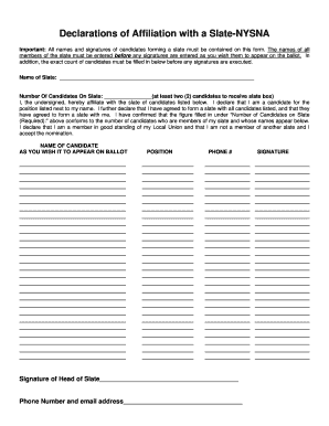 Fillable Online nysna NYSNA Sample Slate Affiliation Form - nysna Fax ...