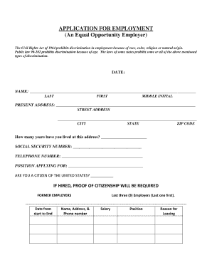 Fillable Online APPLICATION FOR EMPLOYMENT - Petillo Incorporated Fax Email Print - pdfFiller
