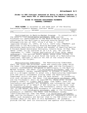 Fillable Online hud (Rider to HAP Contract executed at Entry to Mark-to-Market in Fax Email ...