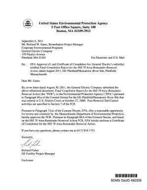 Fillable Online LETTER REGARDING EPA APPROVAL OF AND CERTIFICATE OF ...