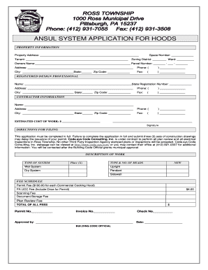 Fillable Online Ansul System Permit Application - ross.pa.us Fax Email ...