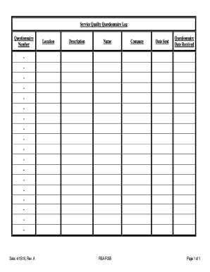 Fillable Online rsa-f055 Service Quality Questionnaire Log Rev A Fax ...
