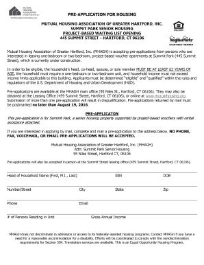 Fillable Online mutualhousing PRE-APPLICATION FOR HOUSING - Mutual ...