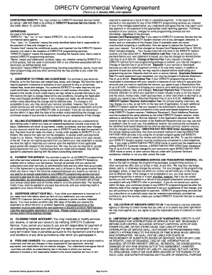 Fillable Online DIRECTV Commercial Viewing Agreement Fax Email Print ...