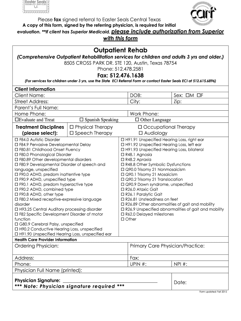 Fillable Online Easter Seals Central Texas Fax Email Print - pdfFiller