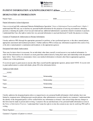 Fillable Online Patient Acknowledgment and Authorization Fax Email ...
