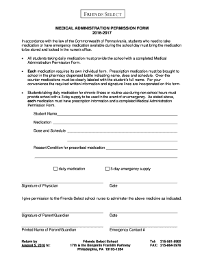 Fillable Online Medical Administration Form 16-17 Fax Email Print ...